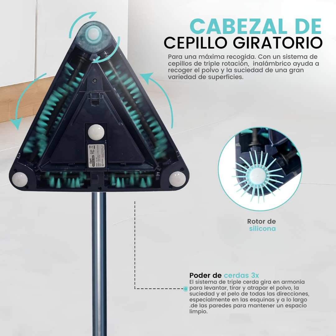 Zippi Sweeper Max Plus – Barredora inalámbrica recargable triangular i ...